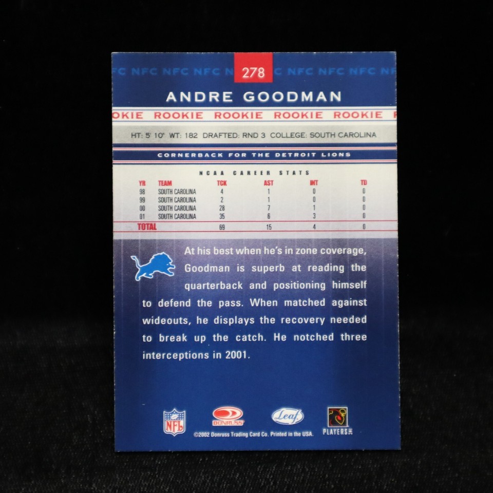 2002 Andre Goodman RC Miami Dolphins Rookies & Stars Leaf #278 | eBay
