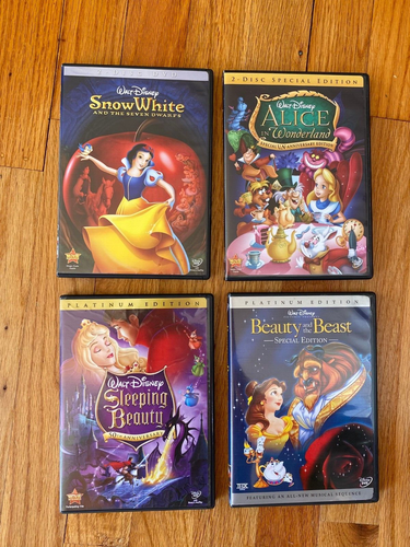 Disney Princess DVD LOT Snow White Sleeping Beauty and Beast Alice ...