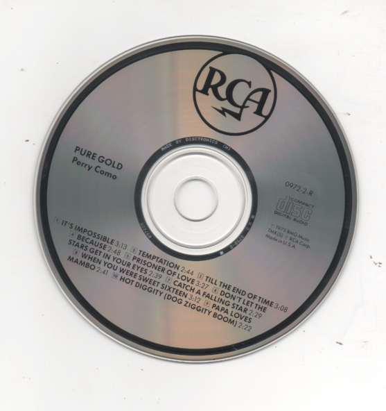 Perry Como Pure Gold CD Papa Loves Mambo, Till The End of Time, Because ...