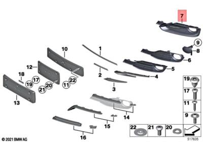 Genuine BMW F30 F31 Sport Line Closed Grid Fog Light Grille Left OEM ...