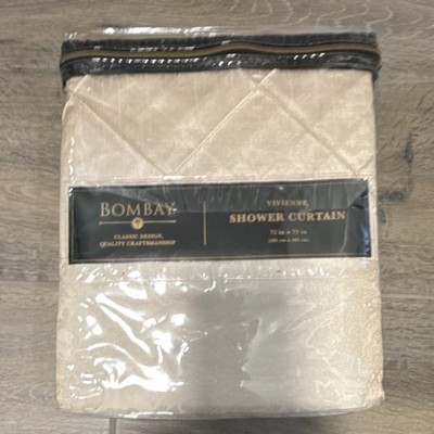 Bombay Vivienne Ivory Diamond 100% Polyester Fabric Shower Curtain ...