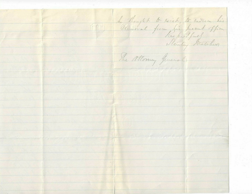 Stanley Matthews Signed Letter 1887 / Supreme Court Autographed | eBay