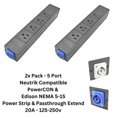 Neutrik Compatible PowerCon to 5-15 Edison Power Strip Distro Quad Box ...