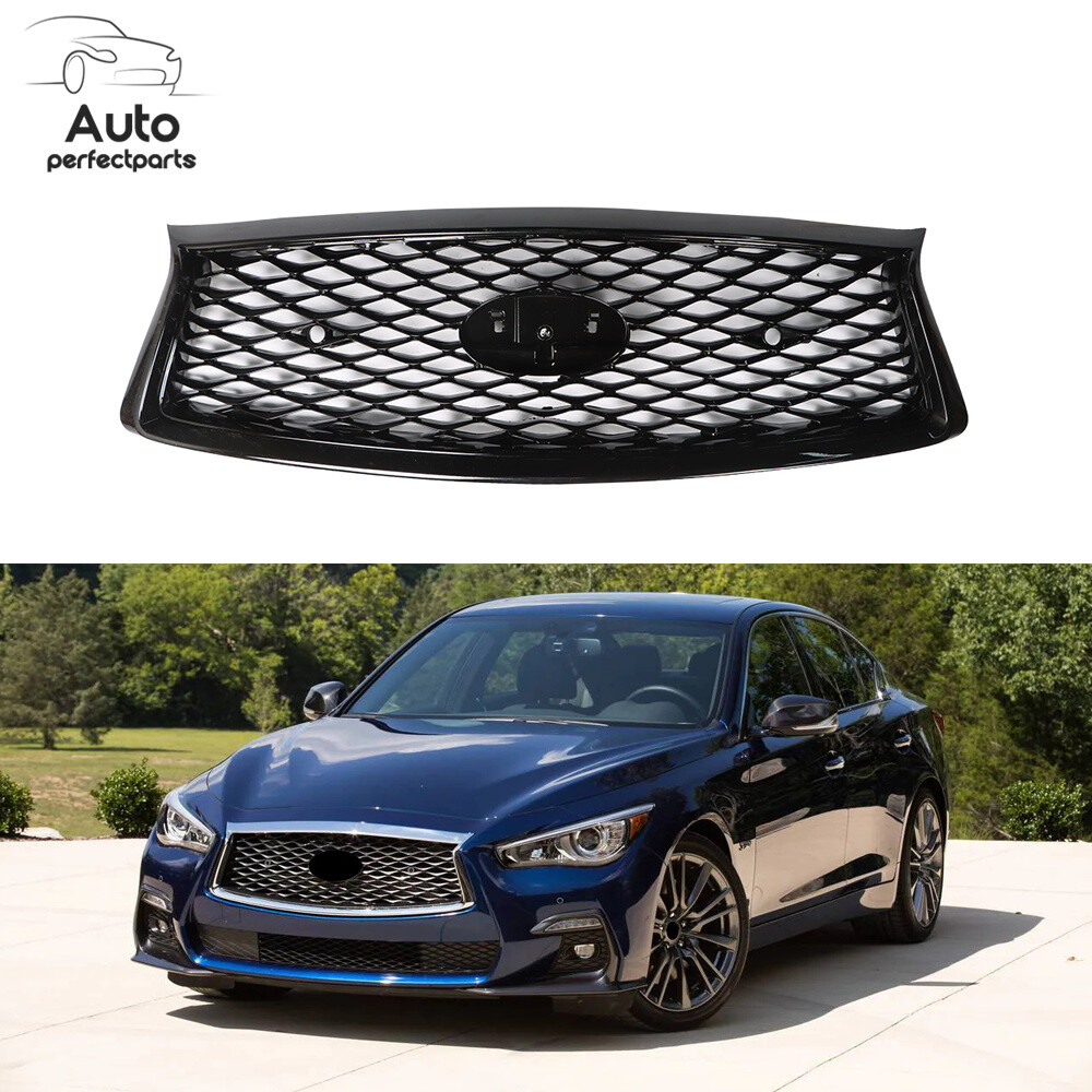 Black Grill Front Bumper Upper Grille For Infiniti Q50 2018/2019 2.0L/3 ...