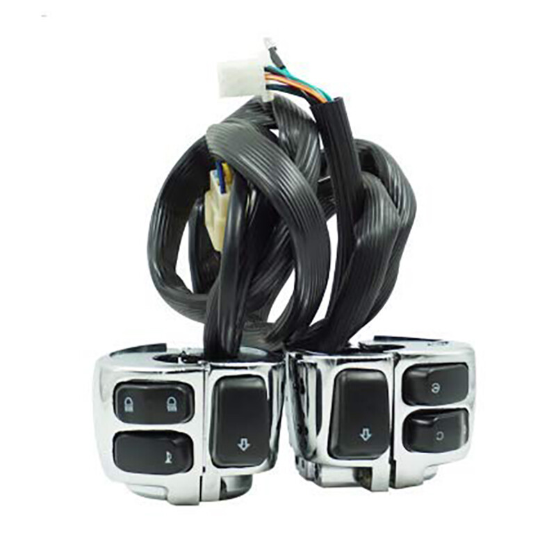 Chrome 1" Motorcycle Handlebar Control Switches w/ Wiring Harness Kit ...