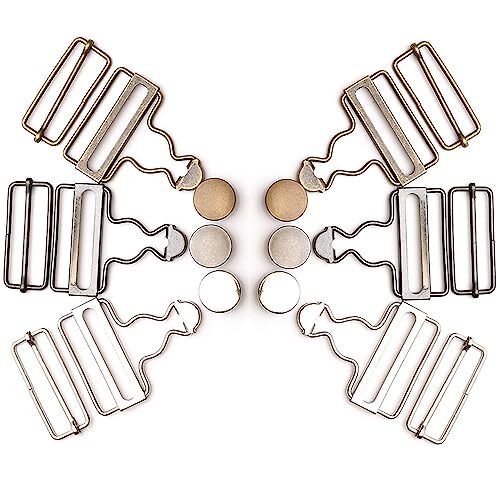 Overall Buckles, 38mm Metal Suspender Replacement Buckles with No-Sew 6 ...
