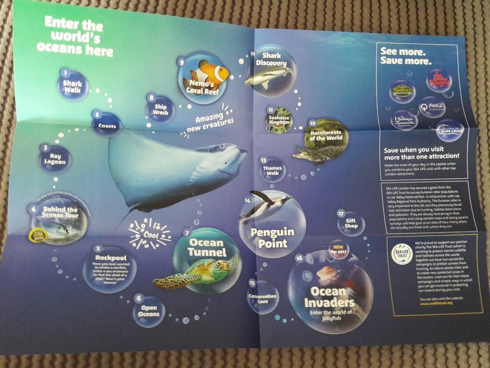Set of 4 promo Flyers for London inc. SHREK Adventure, Sea Life ...