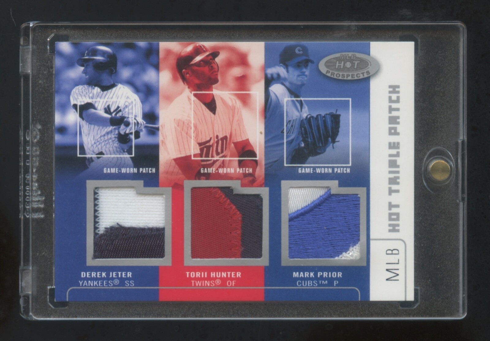 2003 FLEER TRIPLE GAME WORN PATCH #ED 02/50 Derek Jeter -MARK PRIOR ...
