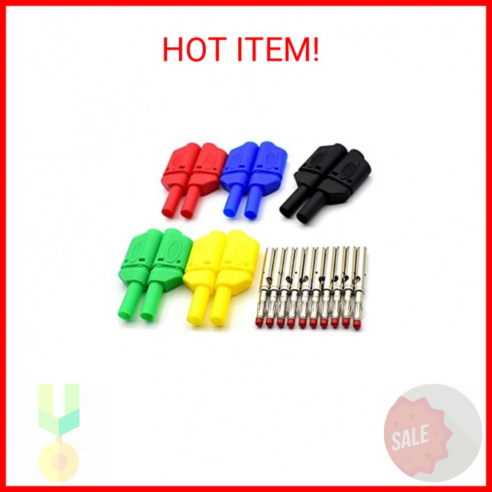 5Colors Safety Fully Insulated Test 4mm Banana Plugs Male Stackable ...