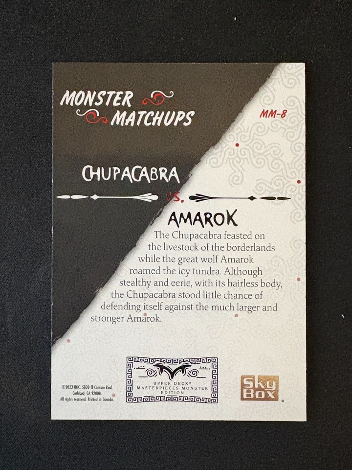 2024 Upper Deck Skybox Masterpieces Monster Matchups Chupacabra Vs ...