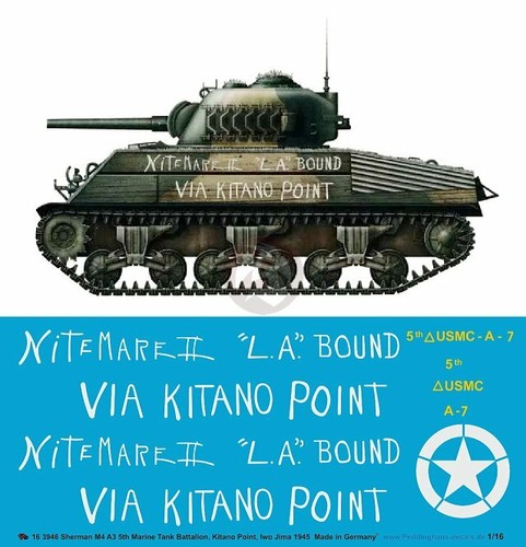 Peddinghaus 1/16 M4A3 Sherman Markings USMC 5th Tank Bn. Iwo Jima 1945 ...