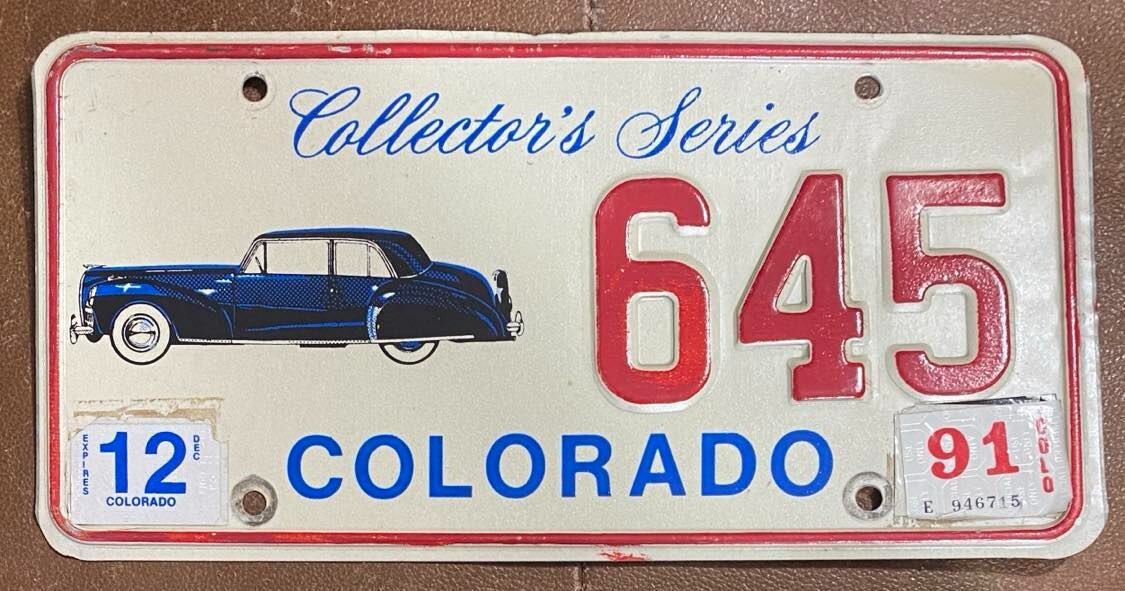 Colorado 1991 COLLECTOR'S SERIES License Plate # 645 | eBay