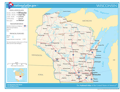 Wisconsin State Reference Laminated Wall Map | eBay