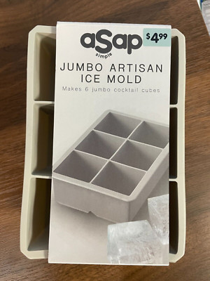 Asap Simple Jumbo Artisan Silicone Ice Molds/6 jumbo cubes/New/Gray | eBay
