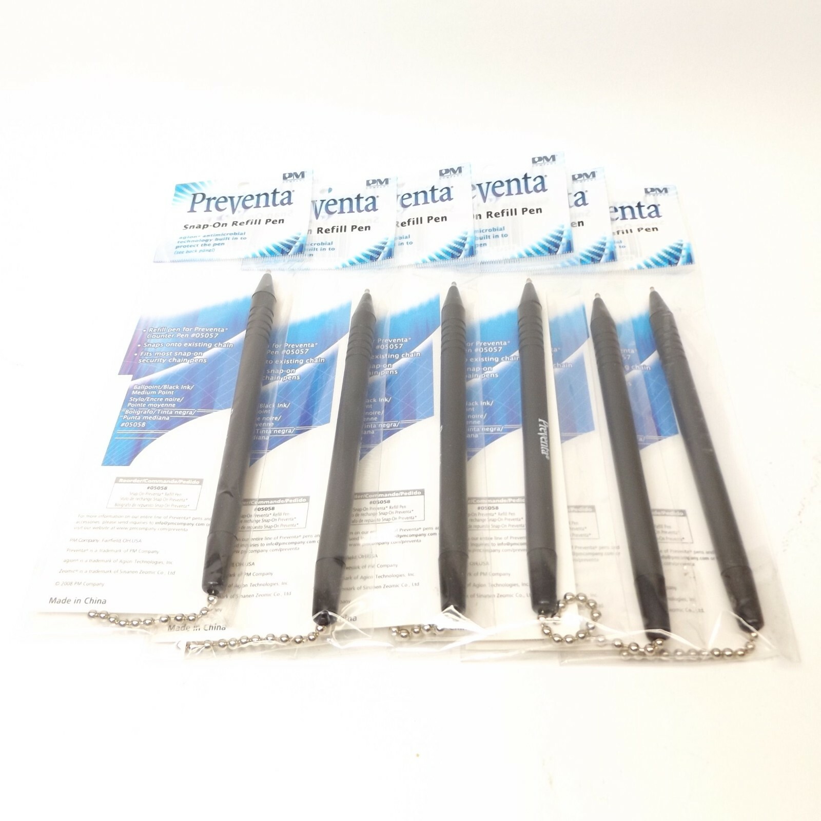 Lot of 6 PM Preventa 05058 Snap-On Refill Pen With Agion® Antimicrobial ...