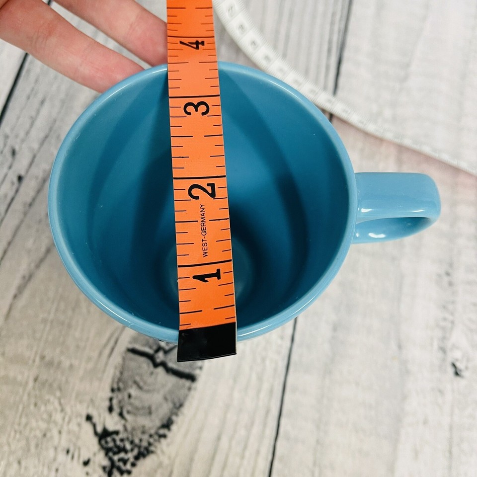 2 IKEA Stacking Fall Coffee Mugs Aqua Teal Blue & Burnt Orange 8oz Hot ...