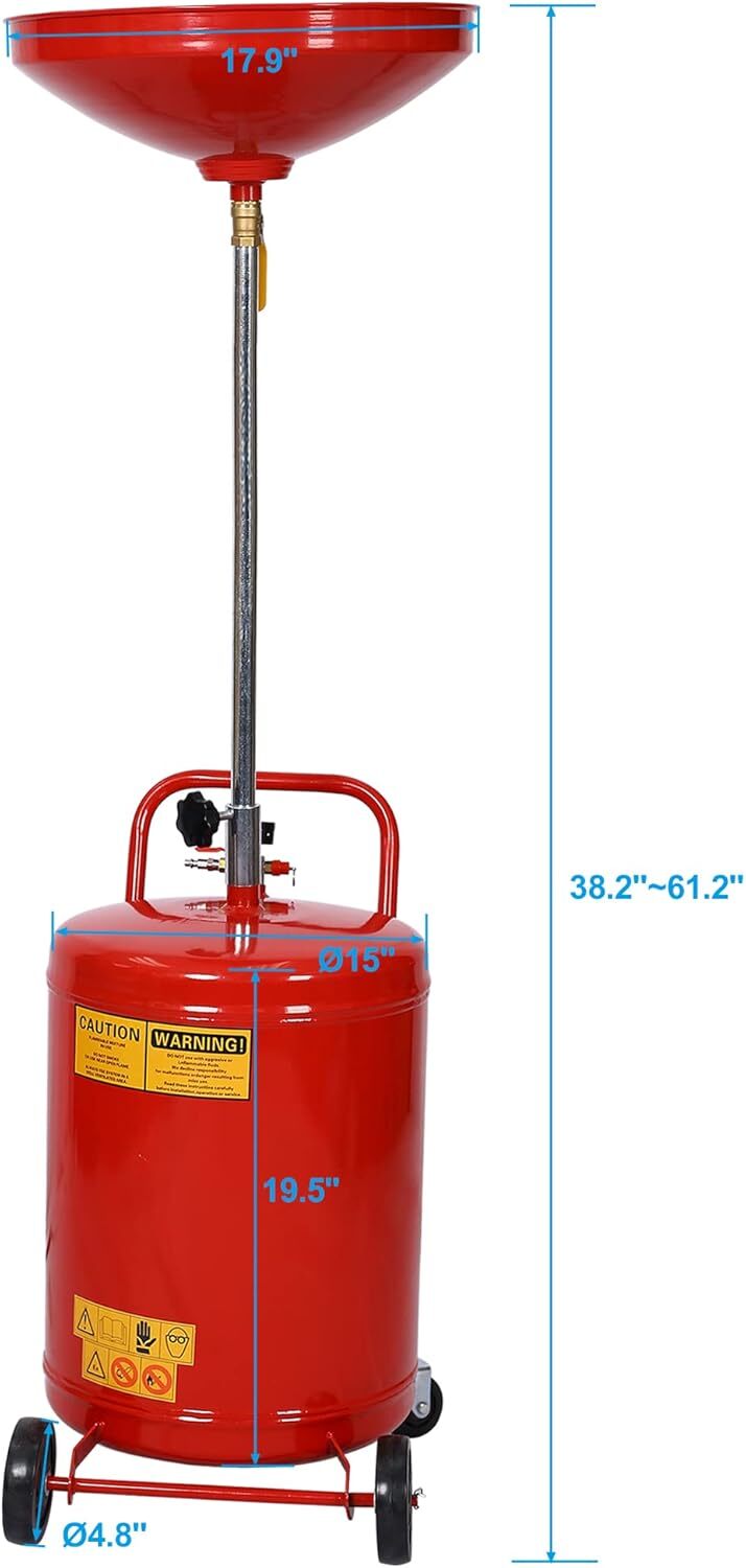 Portable Waste Oil Drain Tank,18 Gal Air Operated Drainer Oil Change ...
