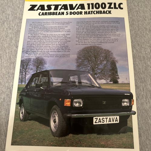 The Zastava 1100 ZLC Caribbean Car Range Car Sales Brochure Flammable ...
