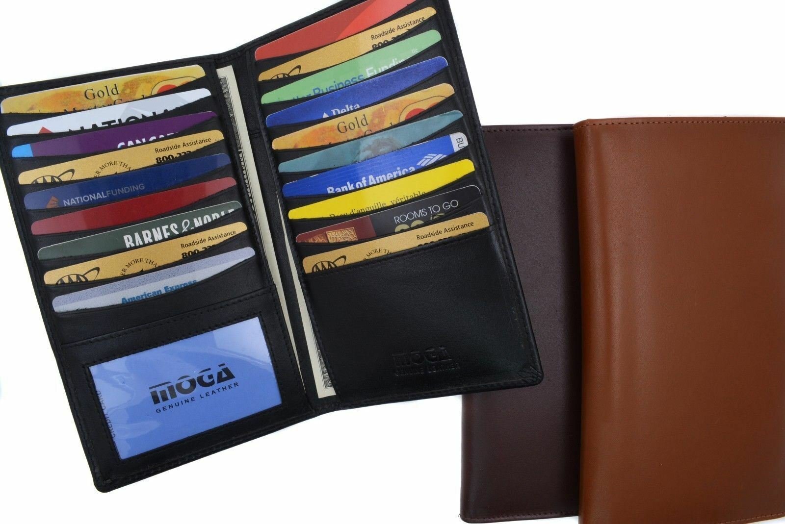 Moga Genuine Leather Deluxe Bifold Multi Credit Card Case ID Secretary ...