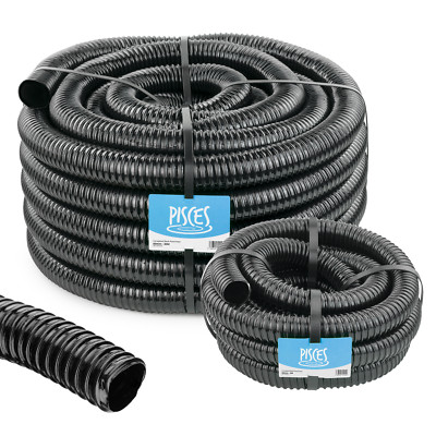 2 inch (50mm) BLACK CORRUGATED FLEXIBLE HOSE FISH POND PUMP MARINE PVC ...