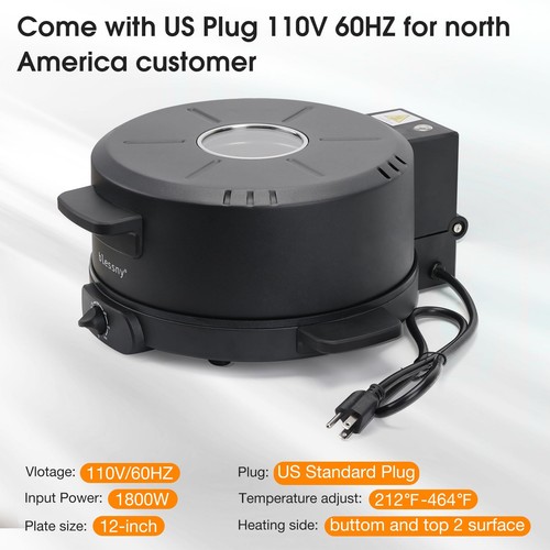 12" Arabic Bread Maker Machine, Upgrade 2 in 1 Electric Pizza or Pita ...