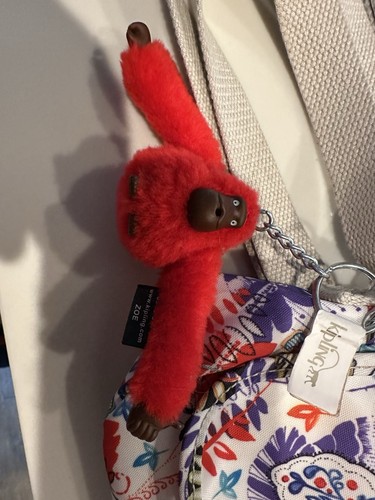Kipling Monkey Keychain Plush Red Bag Accessory Thumbtack Monk ...