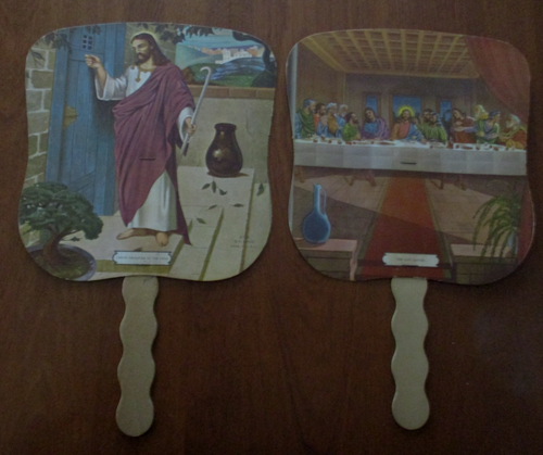 2 Vintage Cardboard Funeral Home Hand Fans Norristown PA | eBay