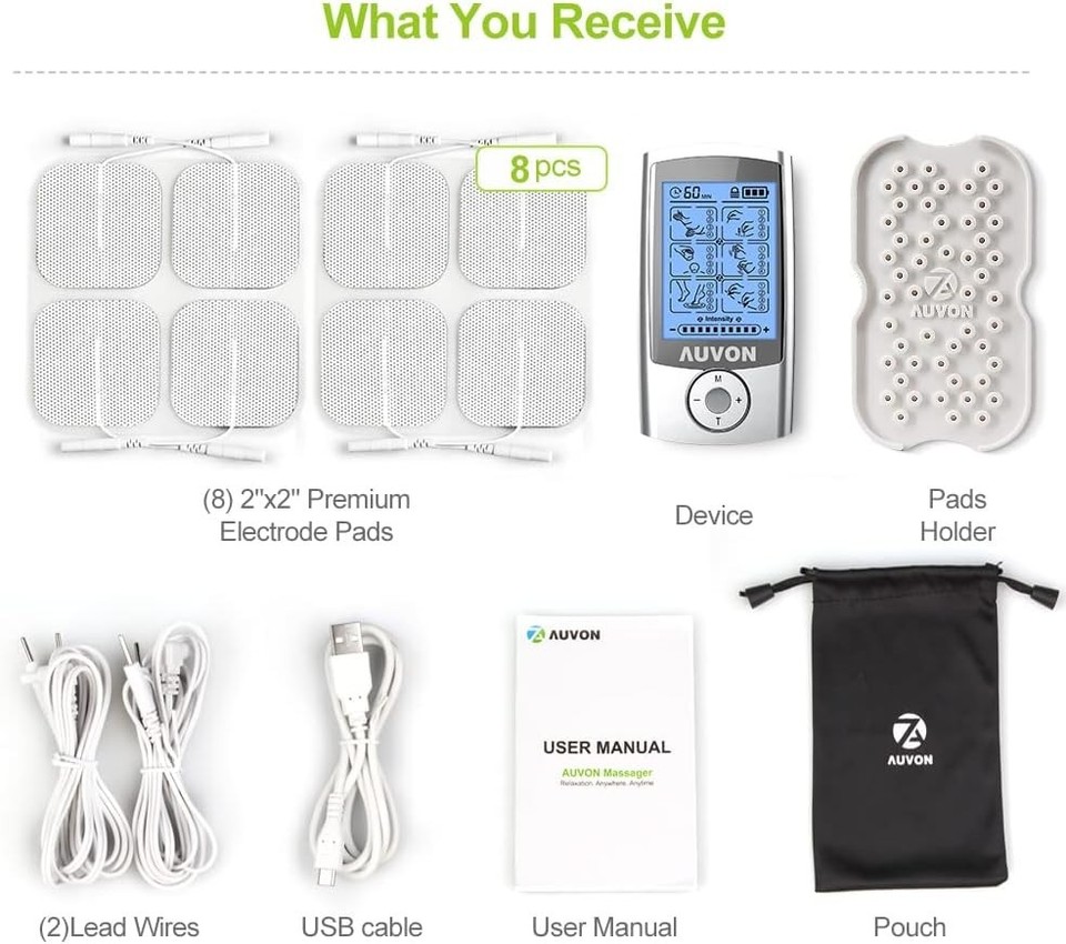 AUVON Rechargeable TENS Unit Muscle Stimulator, Model AS 1080 TENS ...