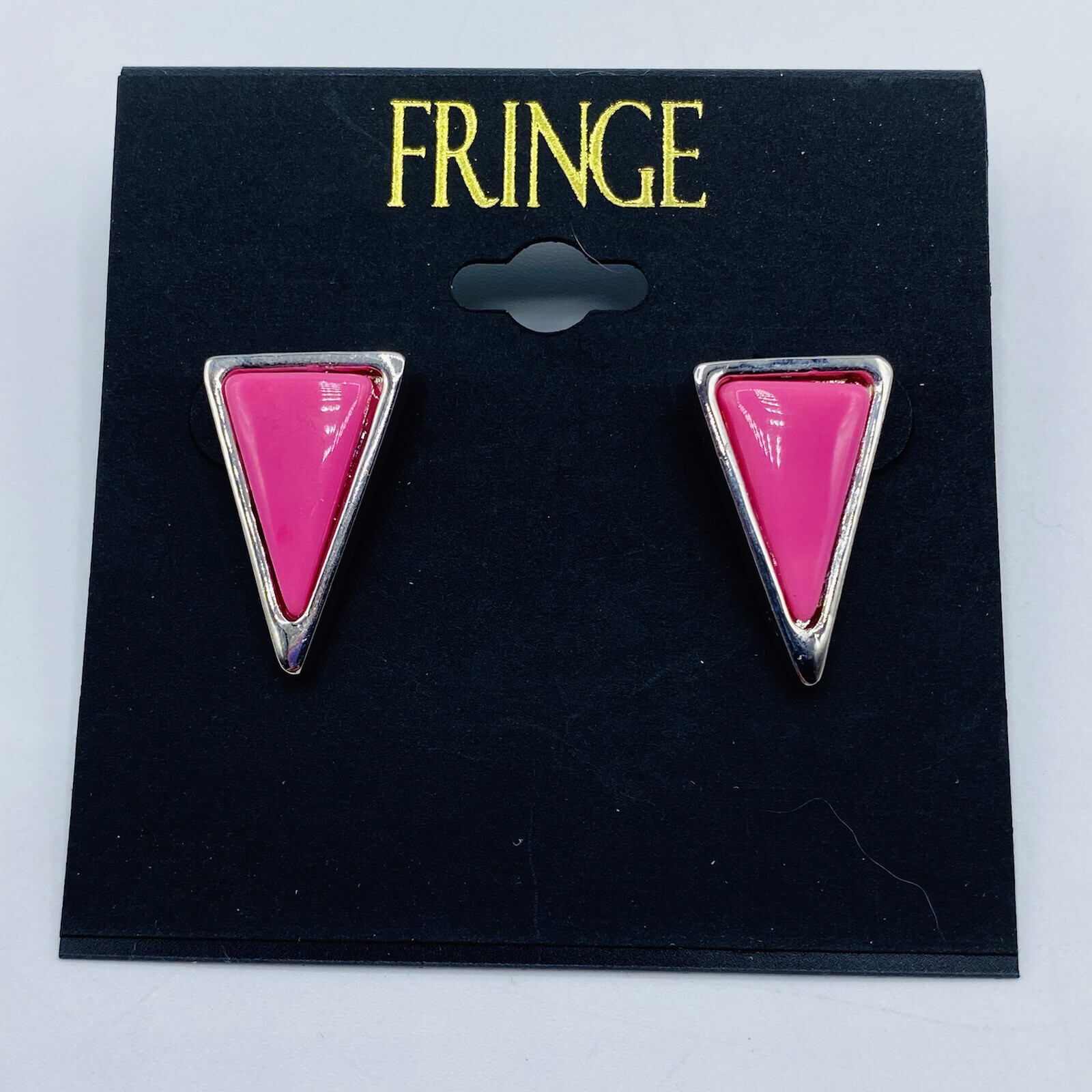 Fringe Brand Pink Silver Tone Triangle Stud Earrings New | eBay