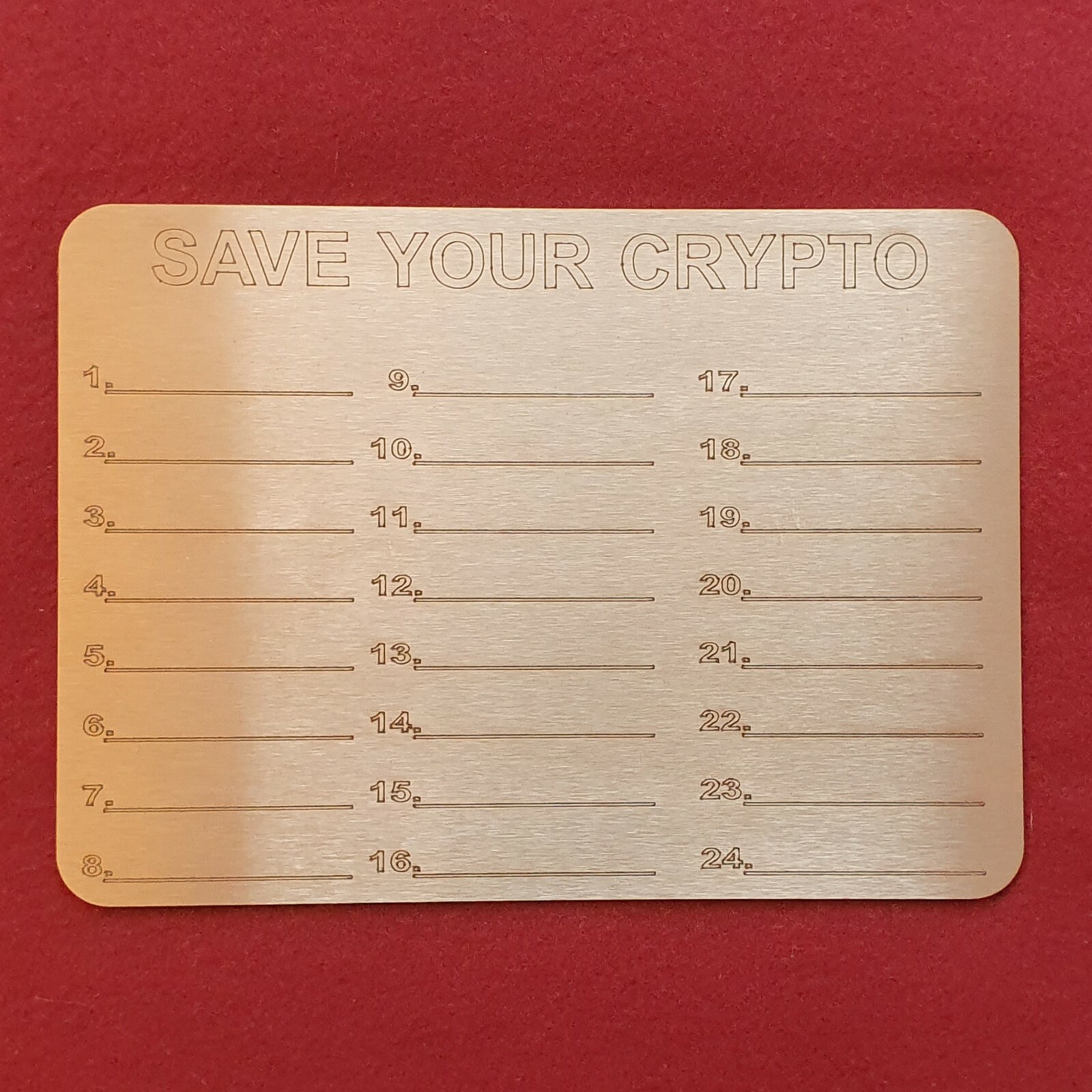 Crypto Seed Edelstahlplatte - Bitcoin BTC Platte für Hardware Wallet ...