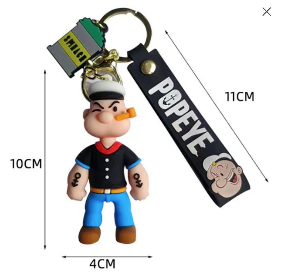 3D Rubber Popeye The Sailor Man Keychain Keyring Pendant Bag Charm | eBay