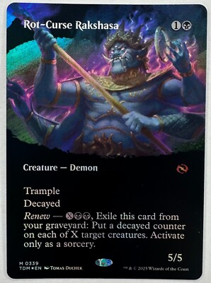 MtG ROT-CURSE RAKSHASA TARKIR DRAGONSTORM BORDERLESS FOIL NM MYTHIC ...