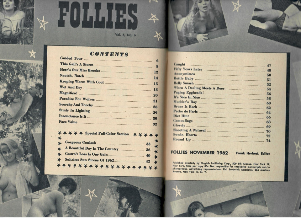 Vintage FOLLIES Men's Magazine Nov. 1962 Gail Conti, Pat Wyatt, Fatima ...