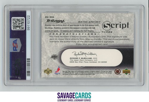 2003-04 Upper Deck Trilogy Scripts Wayne Gretzky PSA 10 Low Pop #S3-WA ...