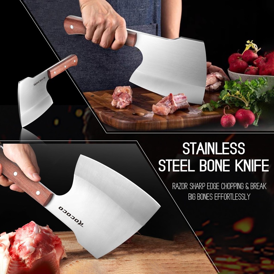 Meat Bone Cleaver Knife for Meat Cutting Heavy Duty Butcher Axes Hand ...