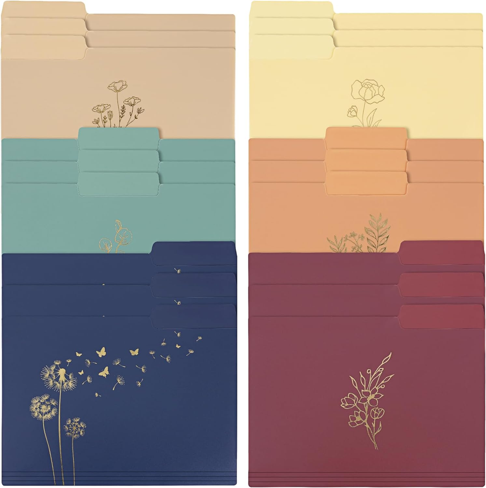 18 Pack Decorative File Folders Plastic Floral Colored Folders with ...