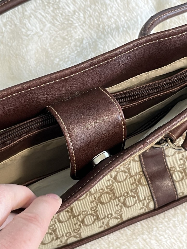 CL CarryLand Purse Handbags Brown Tan Womens Zip Button Shoulder Faux ...