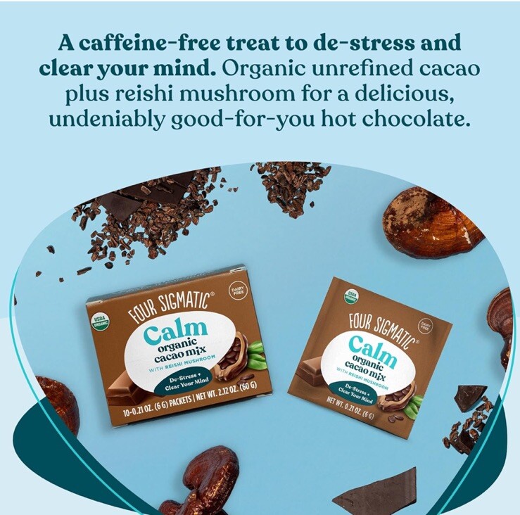 Four Sigmatic 10 Packets Calm Organic Mushroom Cacao Mix Reishi Powder ...