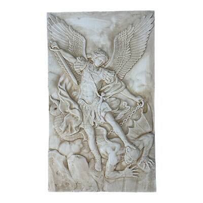 Saint St Michael Archangel Defeated Lucifer Relief Cast Stone Wall ...
