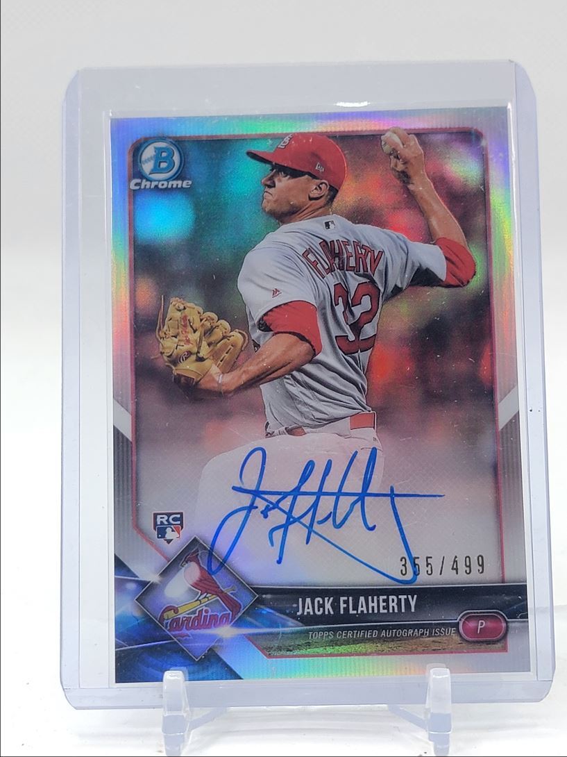 JACK FLAHERTY 2018 BOWMAN CHROME ROOKIE AUTOGRAPH REFRACTOR RC AUTO ...