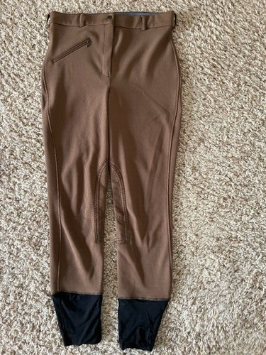 Tuff Rider Ladies 30 Rib Pants Knee Patch Front Zip Breeches Brown ...