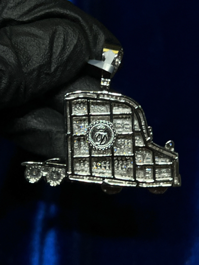 925 Sterling Silver Rig Truck 3.809CTW VVS Moissanite Pendant with ...