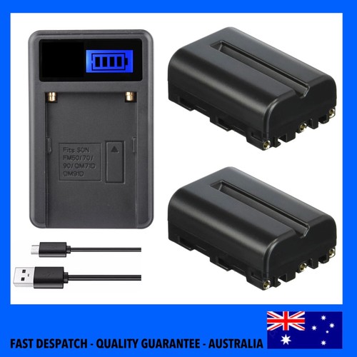 2x NP-FM500H 3200mAh Battery + Lcd Charger for Sony A58 A350 A300 A450 ...