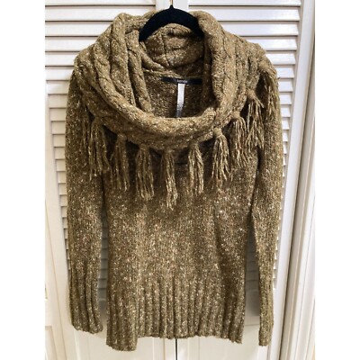 Kensie Cottagecore Shawl Cowl Fringe Tassel Collar Long Line Sweater ...