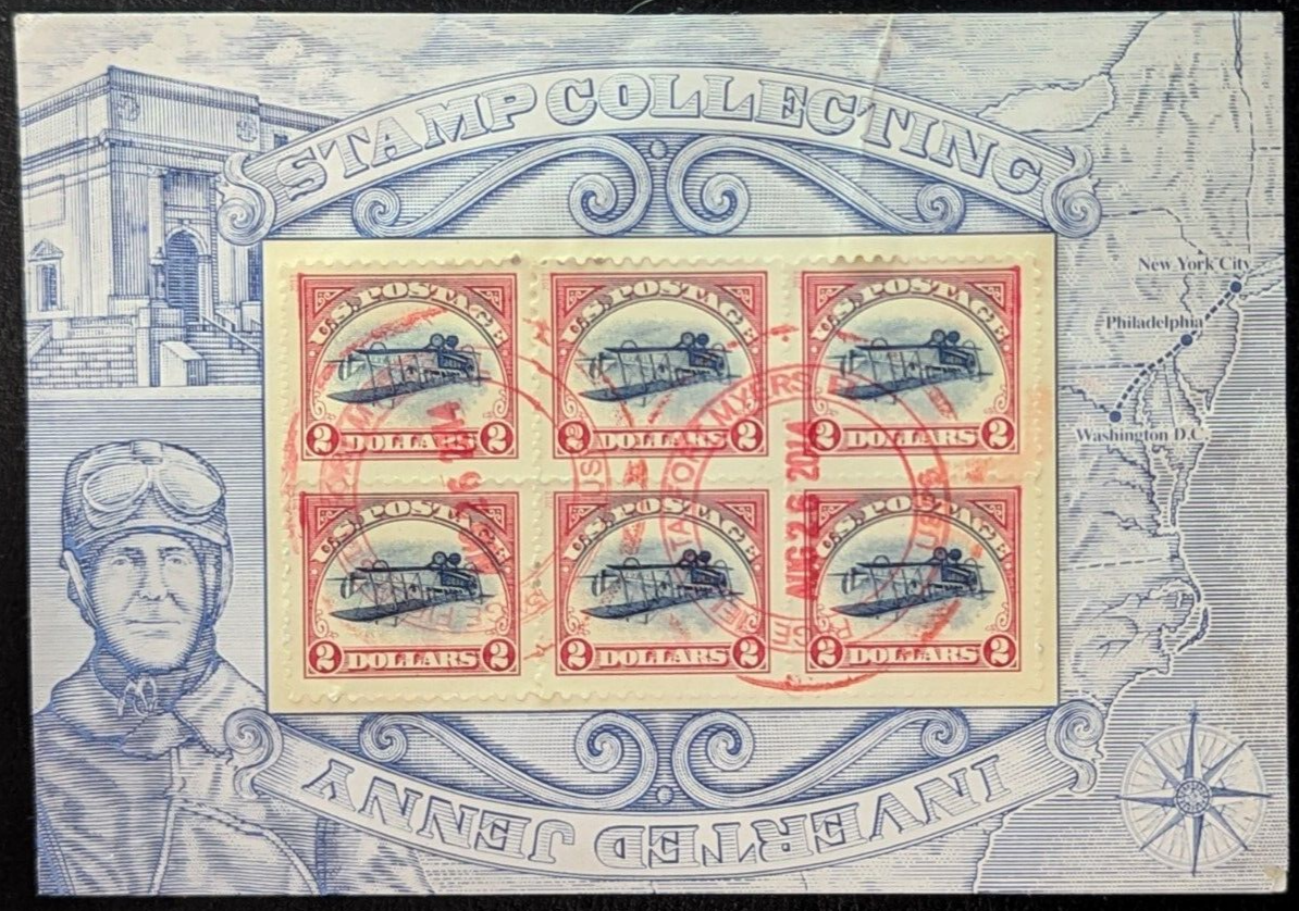 Invert Jenny Pane of 6 Two Dollar Stamps Postally Used - Red Cancel ...