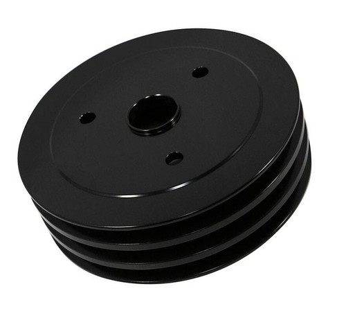 SBC Small Block Chevy Black Aluminum Short Water Pump 3 Groove Crank ...