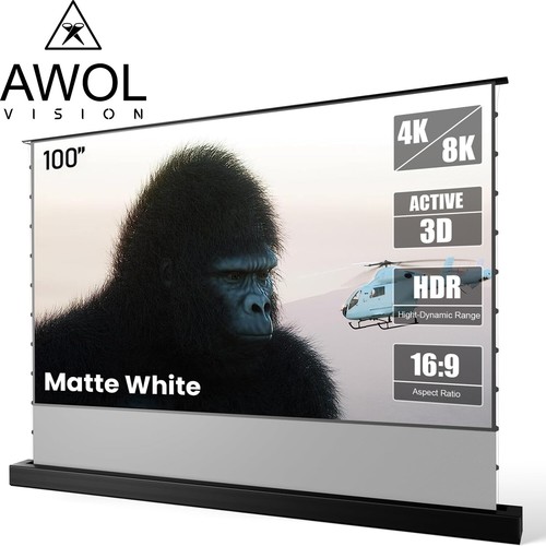 AWOL VISION 100" Motorized Rising Floor Stand Projector Theater Screen ...