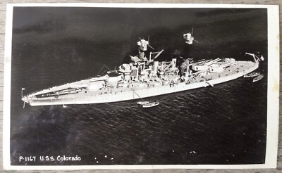 WW2 Era USS Colorado US Navy Gun Battleship Warship RPPC Photo Postcard ...