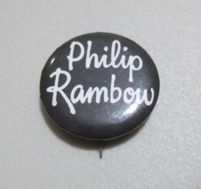 PHILIP RAMBOW prom pin button BADGE Black White 1" round Alternative ...