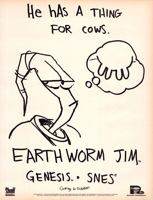Vintage 1994 Print Ad - Earthworm Jim - Promo Ad | eBay